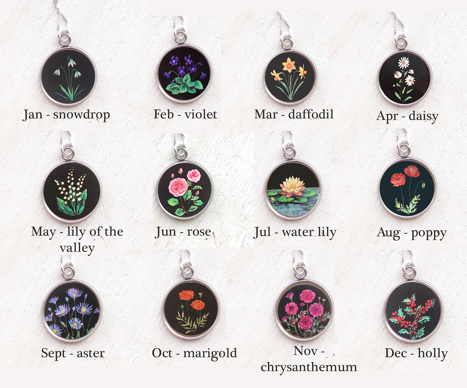 March Birth Flower Necklace, Daffodil Necklace, Daffodil Pendant, Color ...