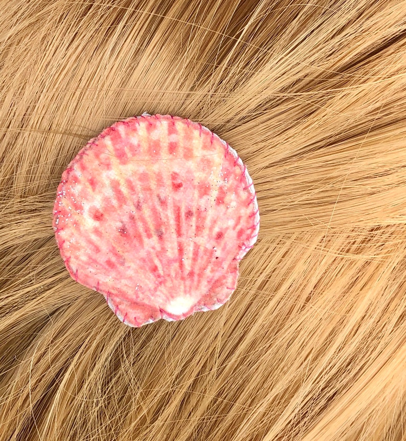 Pink Scallop Shell Snap Clip Seashell Hair Clip Beach - Etsy