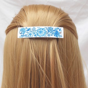 Delft Barrette, French Barrette, Delftware, Blue and White Barrette ...