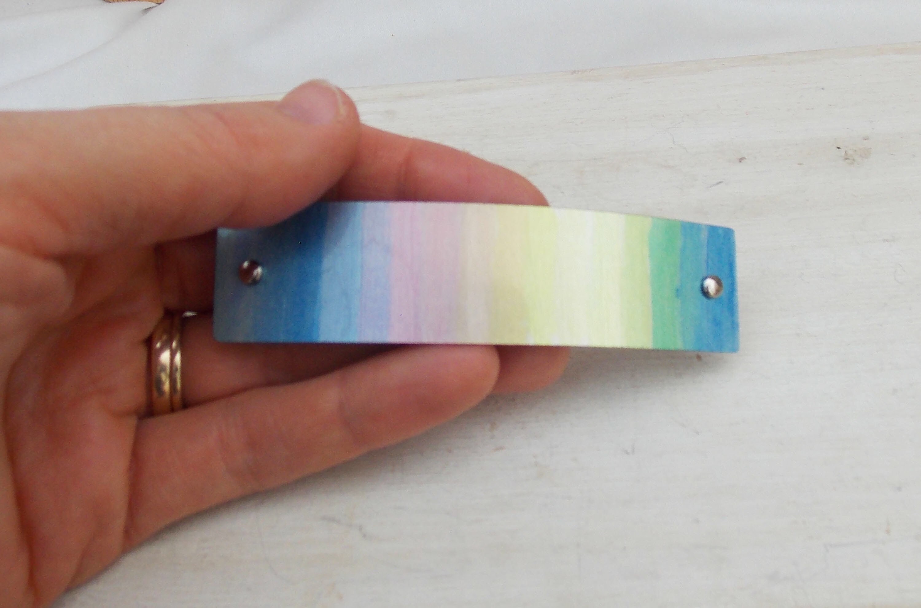 Rainbow barrette French barrette pastel barrette rainbow | Etsy