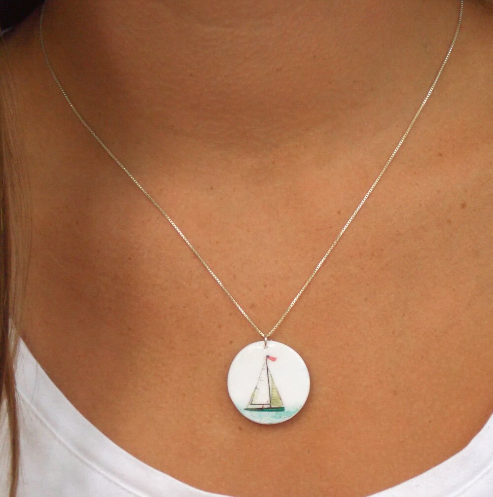 Buy Sailboat Necklace, Sailboat Pendant, Sailboat Jewelry, Sailboat ...