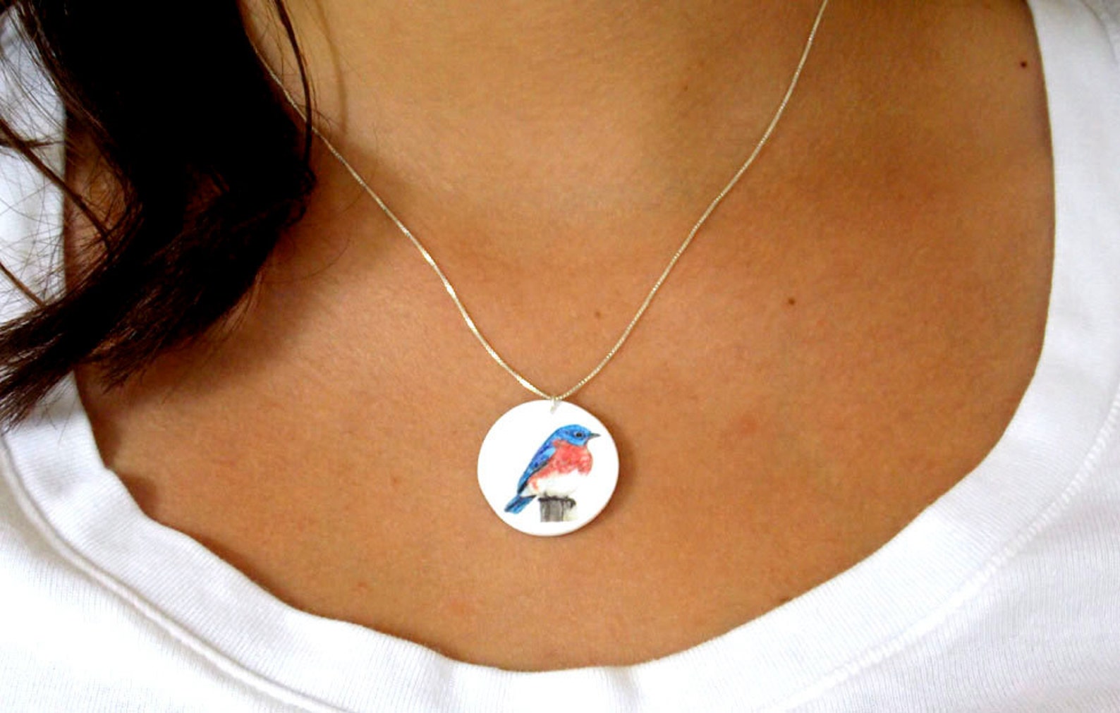 Bluebird Necklace Bluebird Pendant Bird Necklace Bird - Etsy