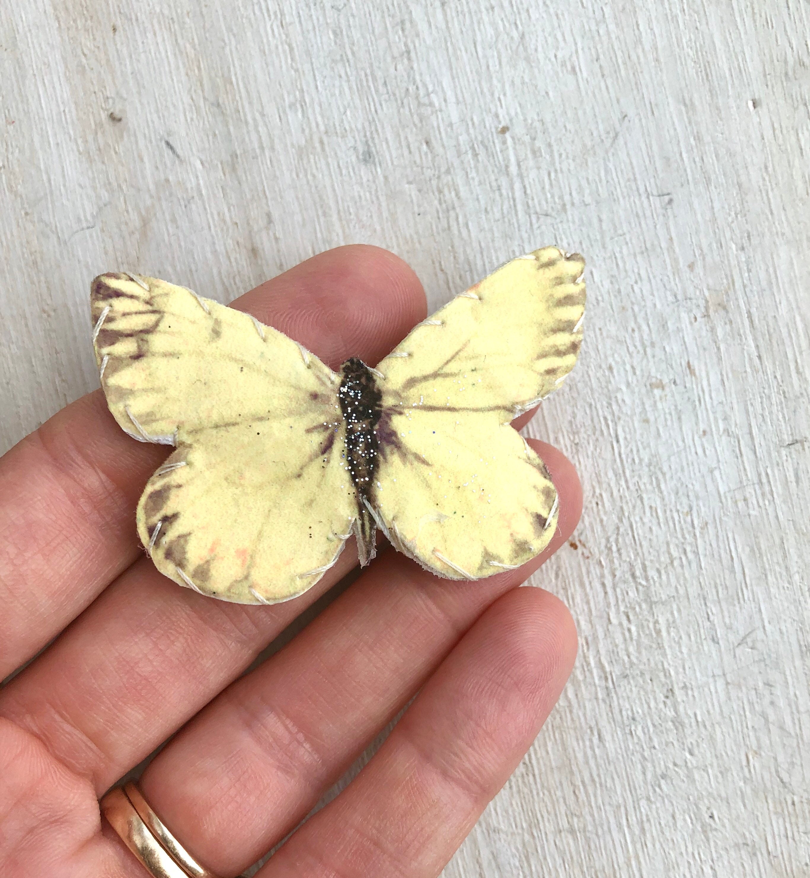 Light Yellow Butterfly Hair Clip Lemon Yellow Snap Clip | Etsy