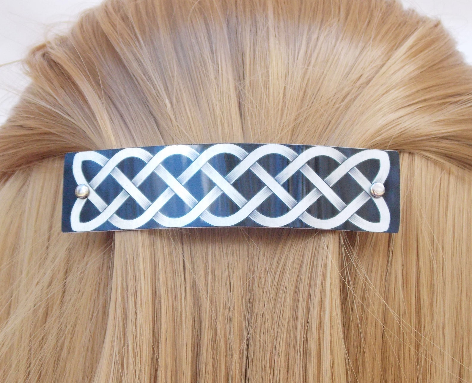 Celtic Knot Barrette French Barrette Black and Silver | Etsy