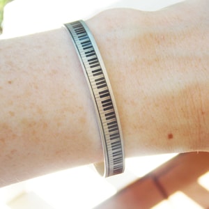 Piano Bracelet, Piano Cuff, Keyboard Bracelet, Silver Piano Bracelet ...