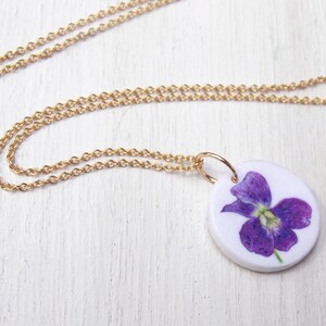 Violet Necklace, Violet Pendant, Purple Necklace, Wildflower Necklace ...