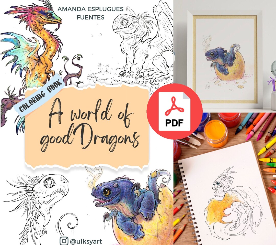 Coloring Book PDF| 43 Dragons to Paint| A World of Good Dragons| Ulksy ...