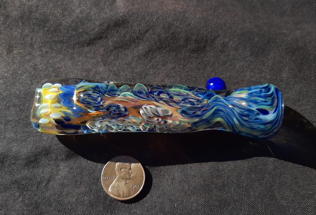 Inside Out, Color Changing, Borosilicate Glass Chillum With a Flattened ...