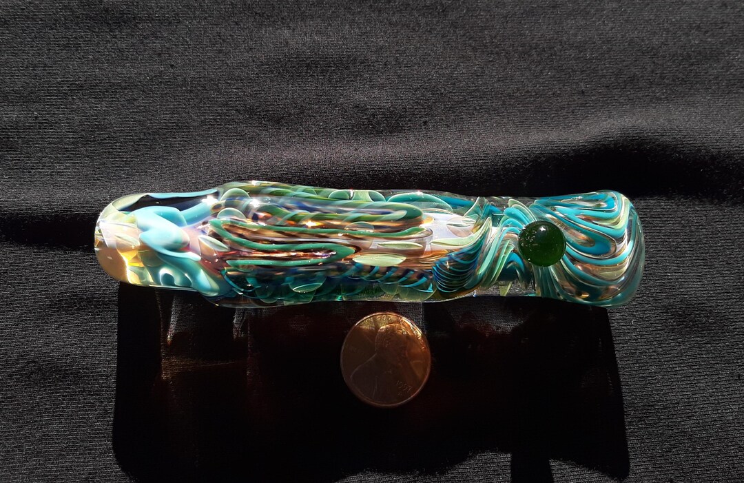 Inside Out, Color Changing, Borosilicate Glass Chillum With a Flattened ...