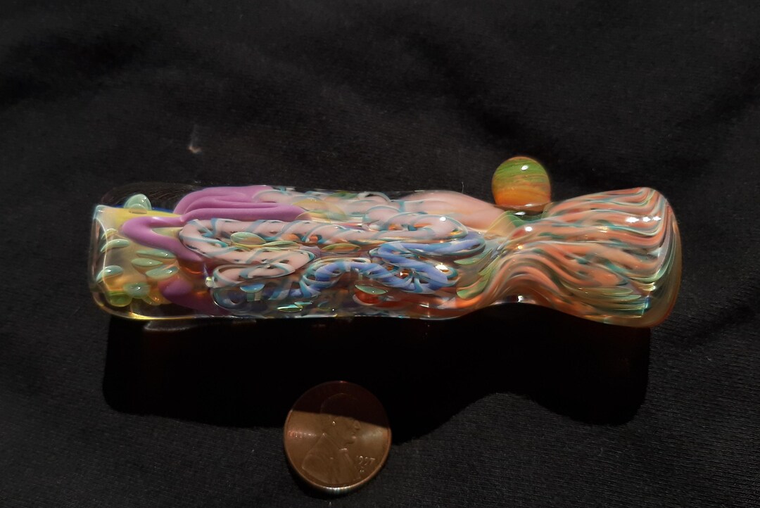 Inside Out, Color Changing, Borosilicate Glass Chillum With a Flattened ...