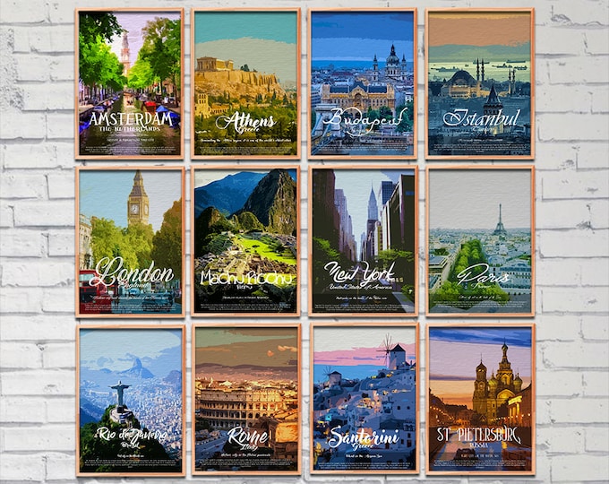Travel Posters Poster Set Art Downloads Digital Prints - Etsy