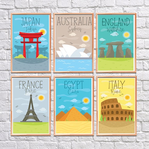 Bright Travel Posters Poster Set Art Download Digital - Etsy