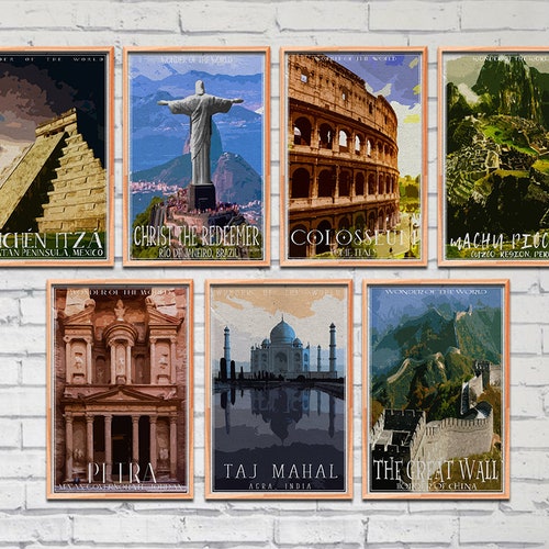 The Seven Wonders of the Ancient World Poster Art 7 Wonders - Etsy