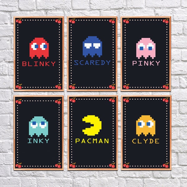 Retro Pacman Poster - Etsy