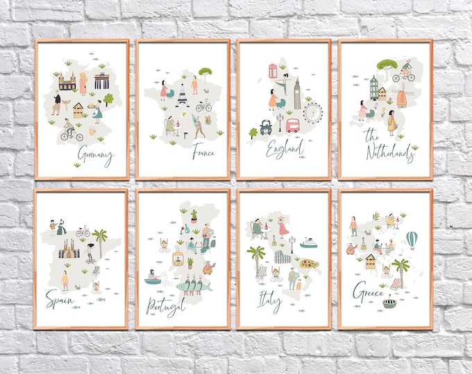 Bright Travel Posters Poster Set Art Download Digital - Etsy