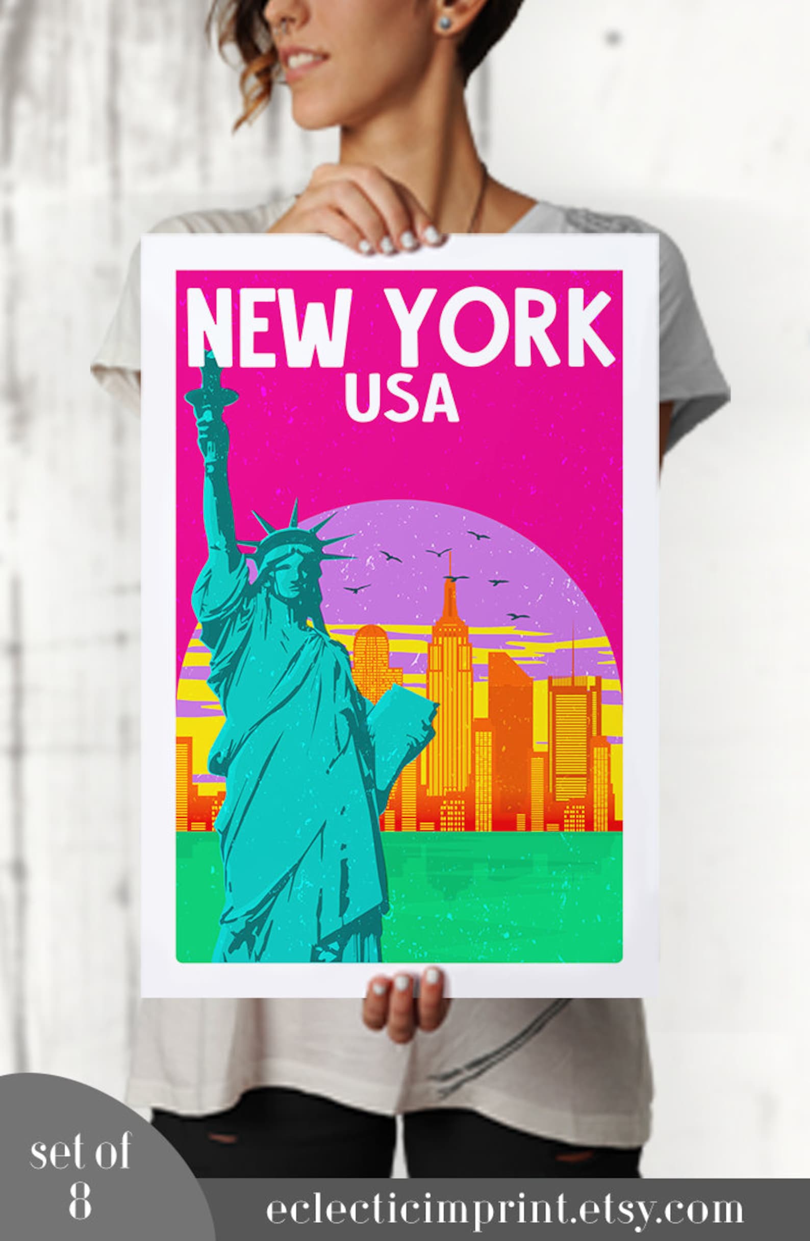 Bright Travel Posters, Poster Set, Art Download, Digital Prints ...