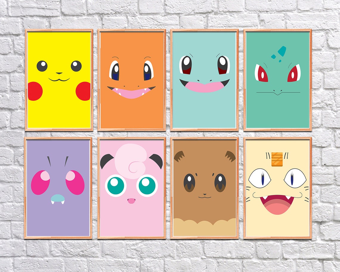 Pokemon poster set art download printable pokemon art | Etsy