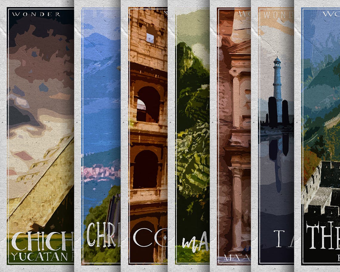 7 Wonders of the World Travel Posters Poster Set Art - Etsy UK