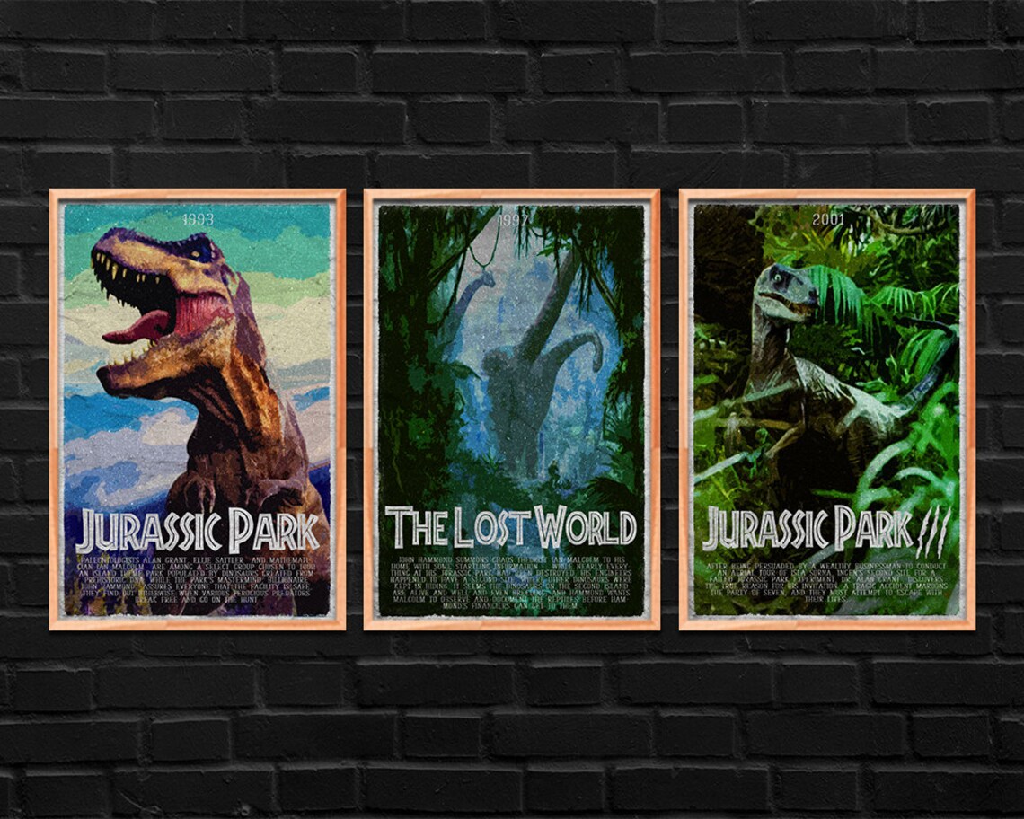 Jurassic park movie posters poster set printable art art | Etsy