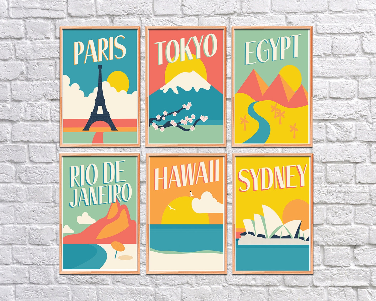 Retro travel poster poster set art download Digital prints | Etsy