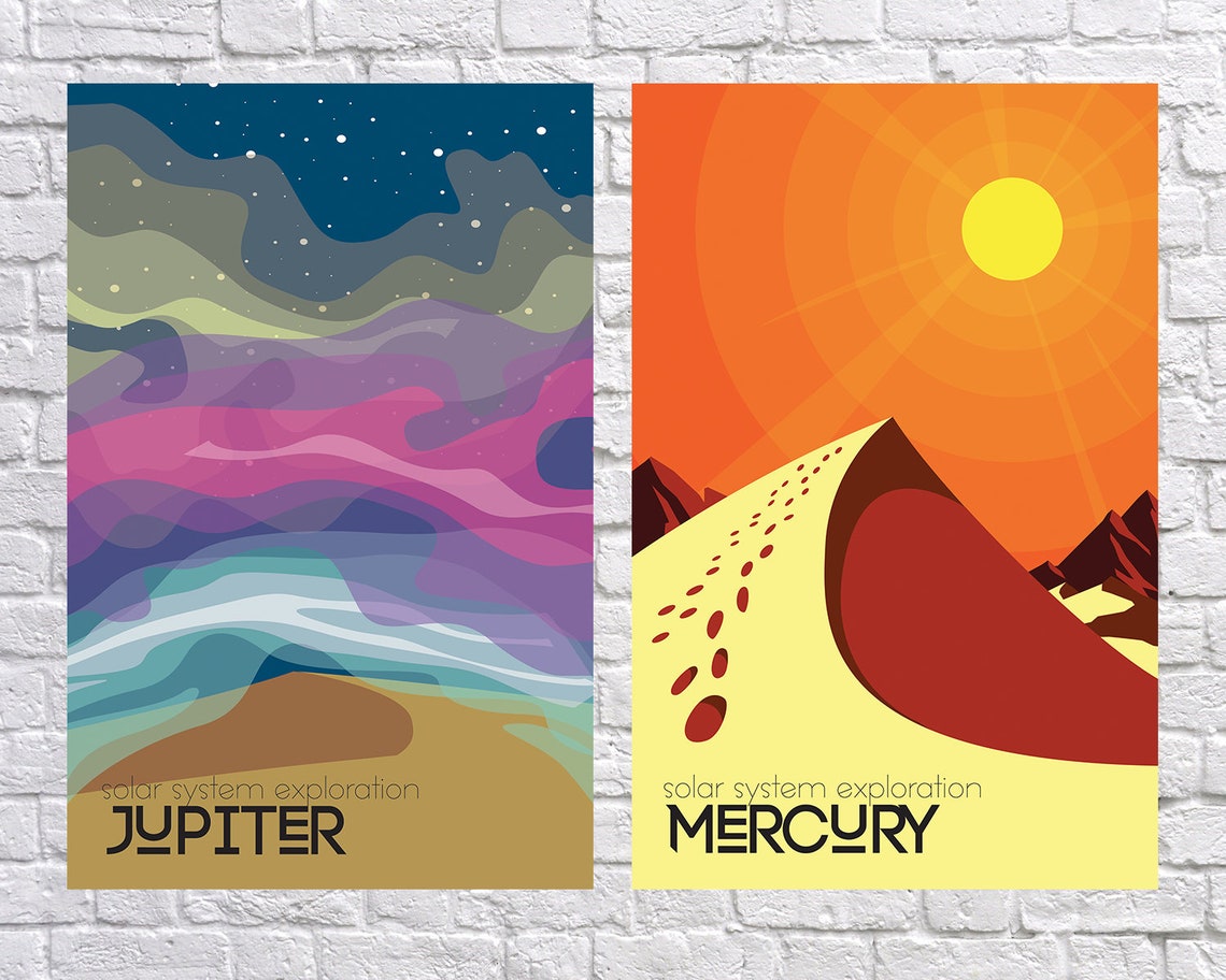 Space Travel Posters Poster Set Planet Travel Posters - Etsy