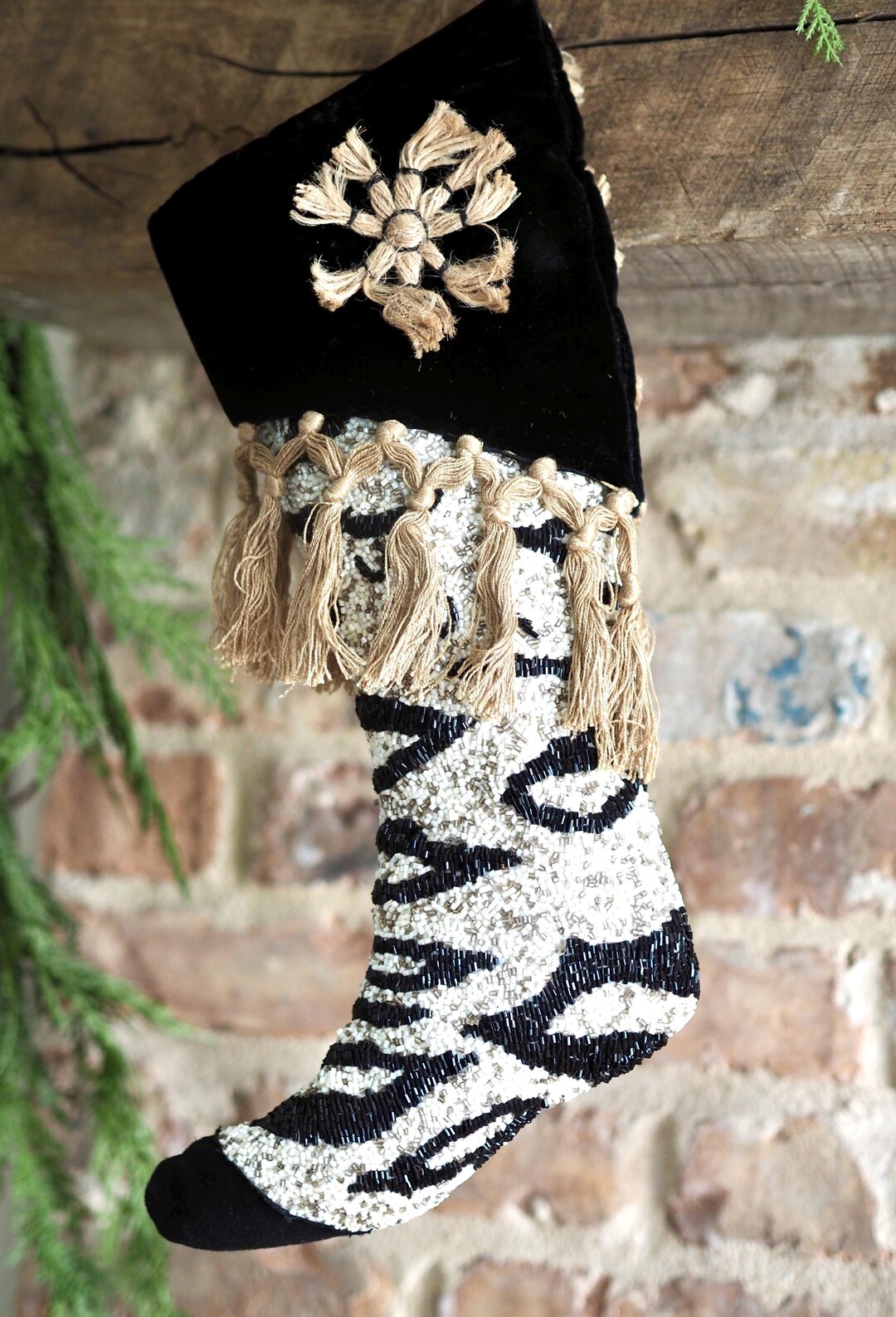 Wayne Kleski Beaded Zebra Christmas Stocking – Vintage Katherine’s ...