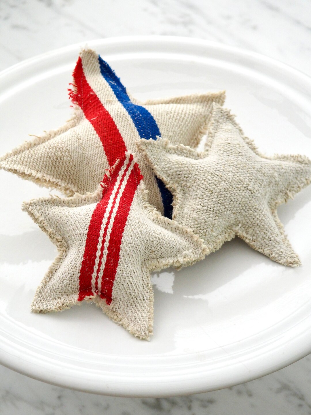 Set of 3 Vintage Grain Sack Star Bowl Fillers / Summer Patriotic ...