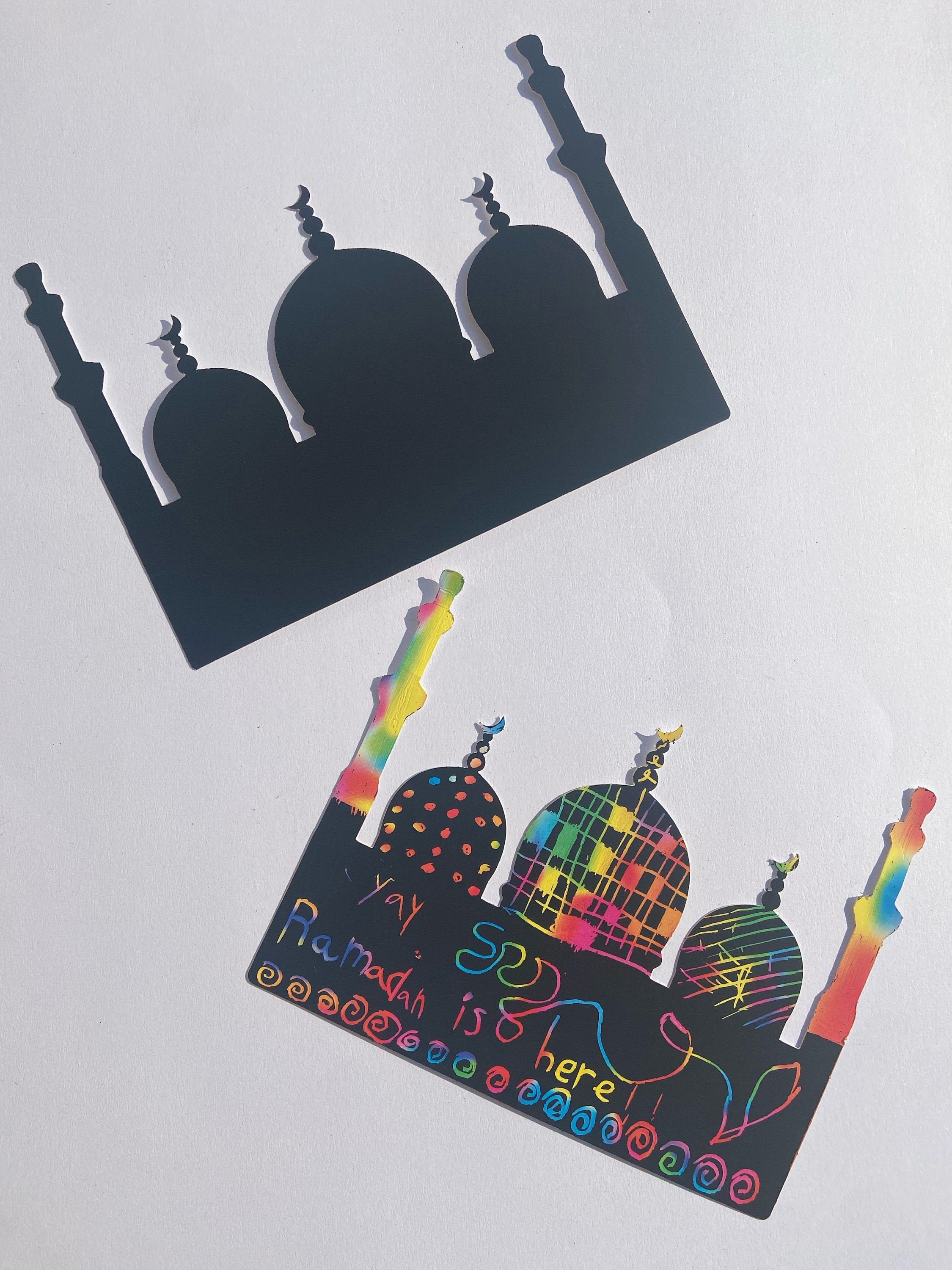 Masjid Scratch Art Mosque Scratch Art Craft Ramadan Kids | Etsy
