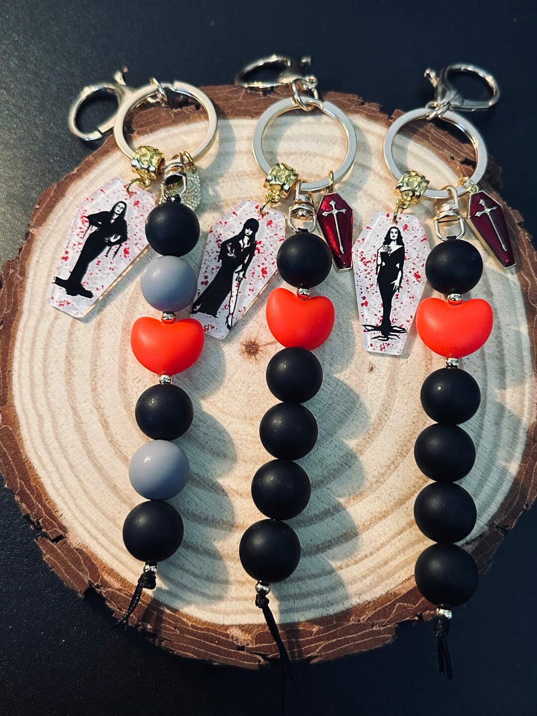 Halloween Goth Keychains, Classic Goth Queen Keychains, Elvira,morticia ...