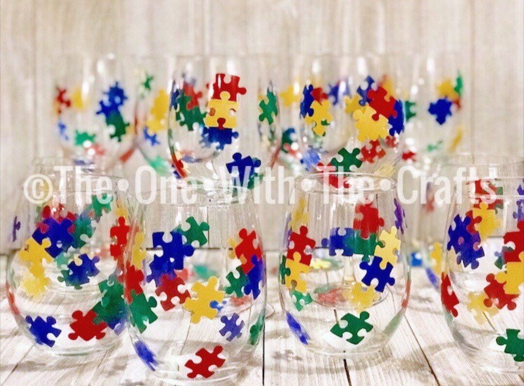 Autism Awareness • Autism Glasses • Autism Wine Glass • Autism ...