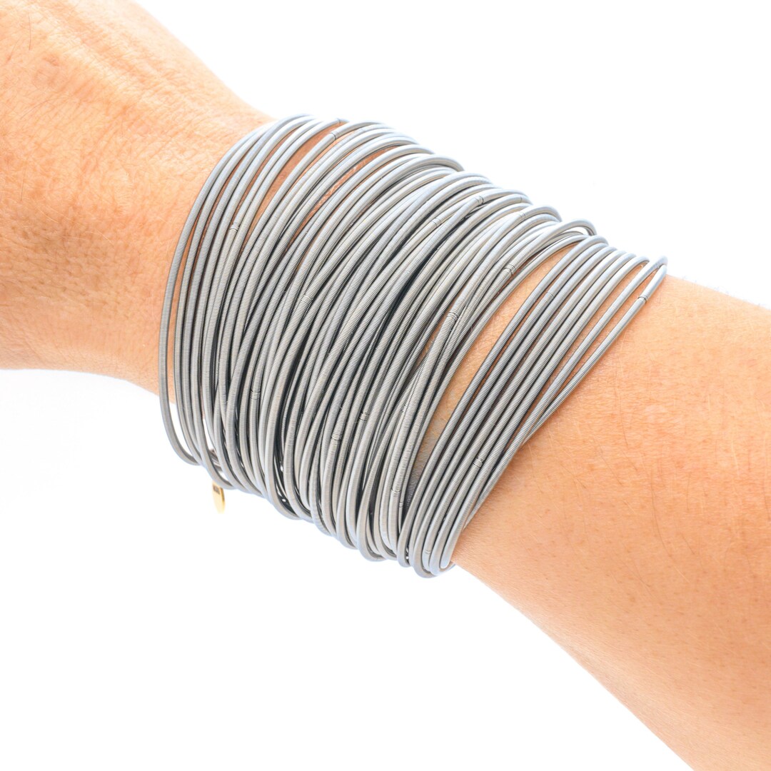 Steel Guitar String Coil Bracelets, Stack Stainless Steel Bracelets ...