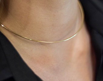 Gold Neck Wire Necklace - Etsy