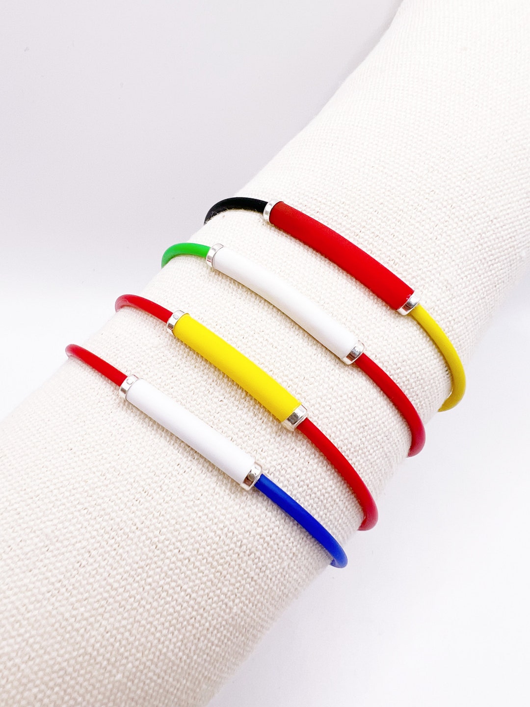 UK Flag Colors Bracelet, Spain Flag Adjustable Sterling Silver Bracelet ...
