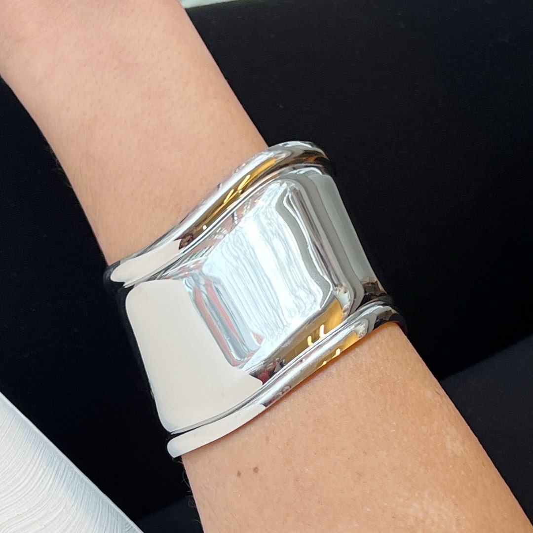 Silver Vintage Bone Cuff Bracelet, Handmade Wide Cuff Bracelet ...