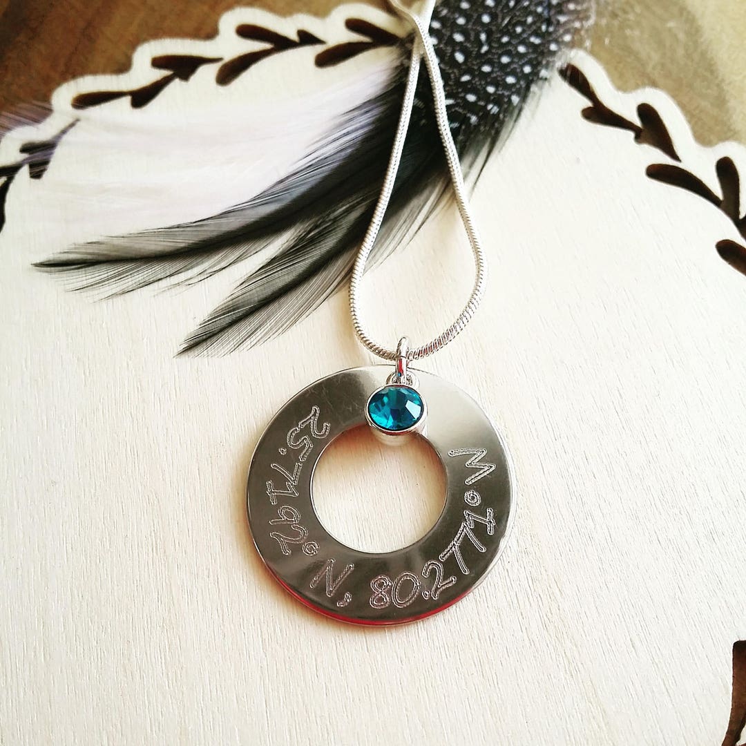 Coordinates Necklace, GPS Necklace, Location Jewelry, Longitude ...