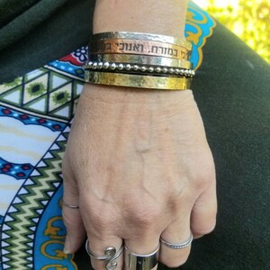 Never Again Hebrew Bracelet, Custom Silver Cuff, Stand With Israel ...