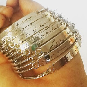 Hand Writing Bracelet, Custom Handwritten Bangle, Personalized ...