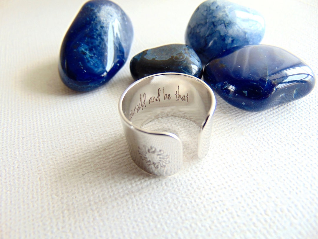 Secret Message Ring, Custom Quote Ring, Adjustable Wide Band Ring ...