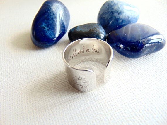 Secret Message Ring Custom Quote Ring Adjustable Wide Band - Etsy