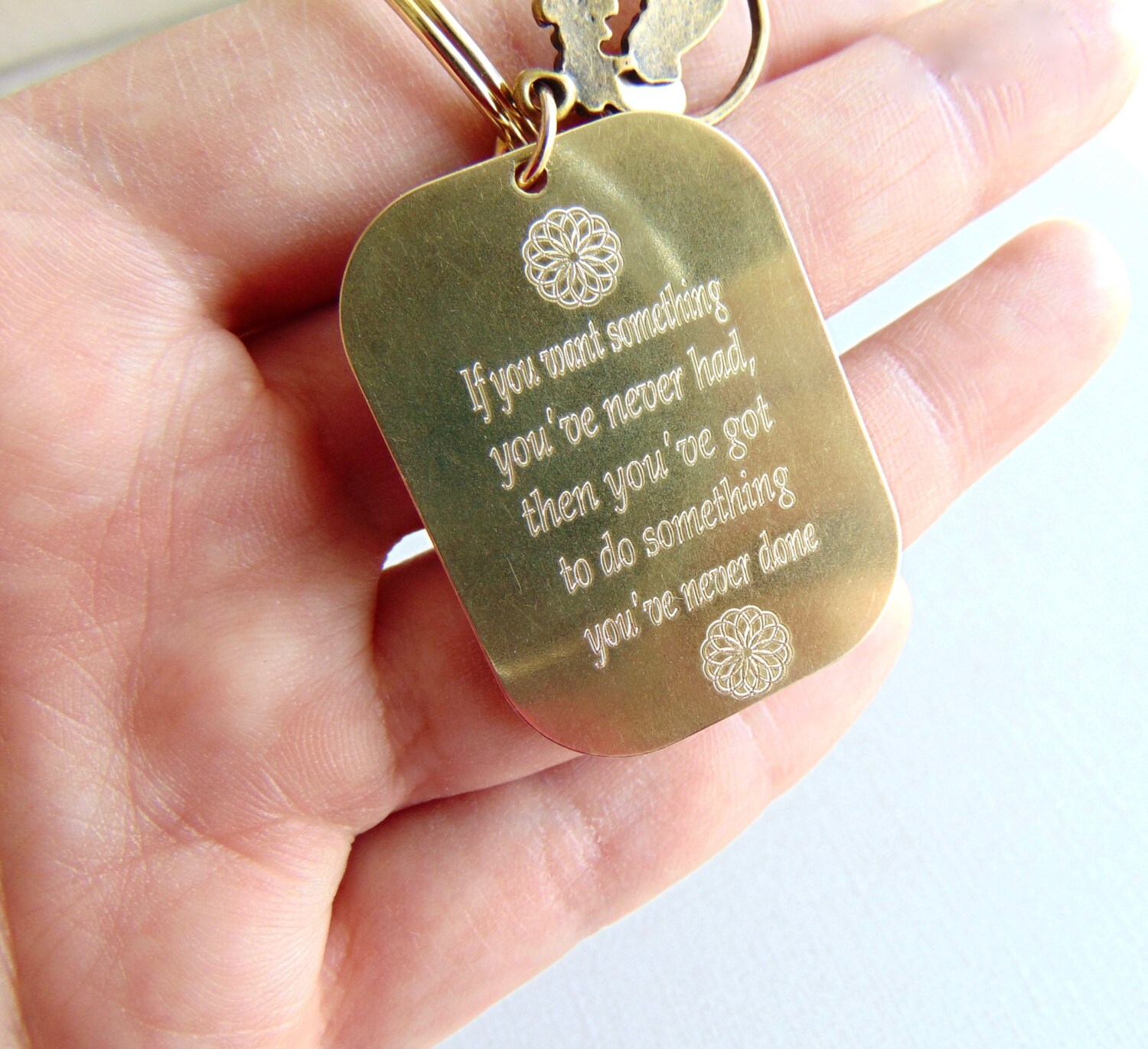 Custom Personalized Keychain, Hand Stamped Unique Key Ring, Message Key ...
