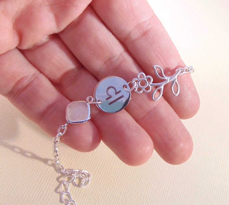 Zodiac Bracelet White Opal April Birthstone Charm Bracelet - Etsy