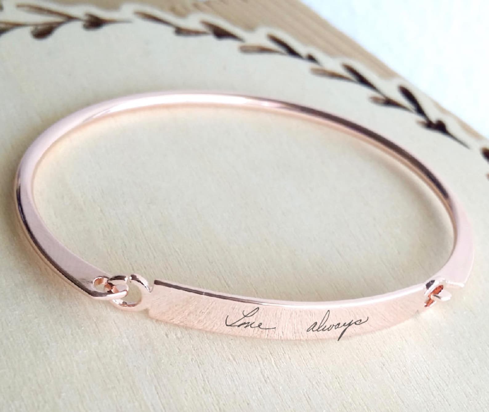 Actual Handwriting Bangle, Custom Handwritten Bar Bracelet, Personal ...
