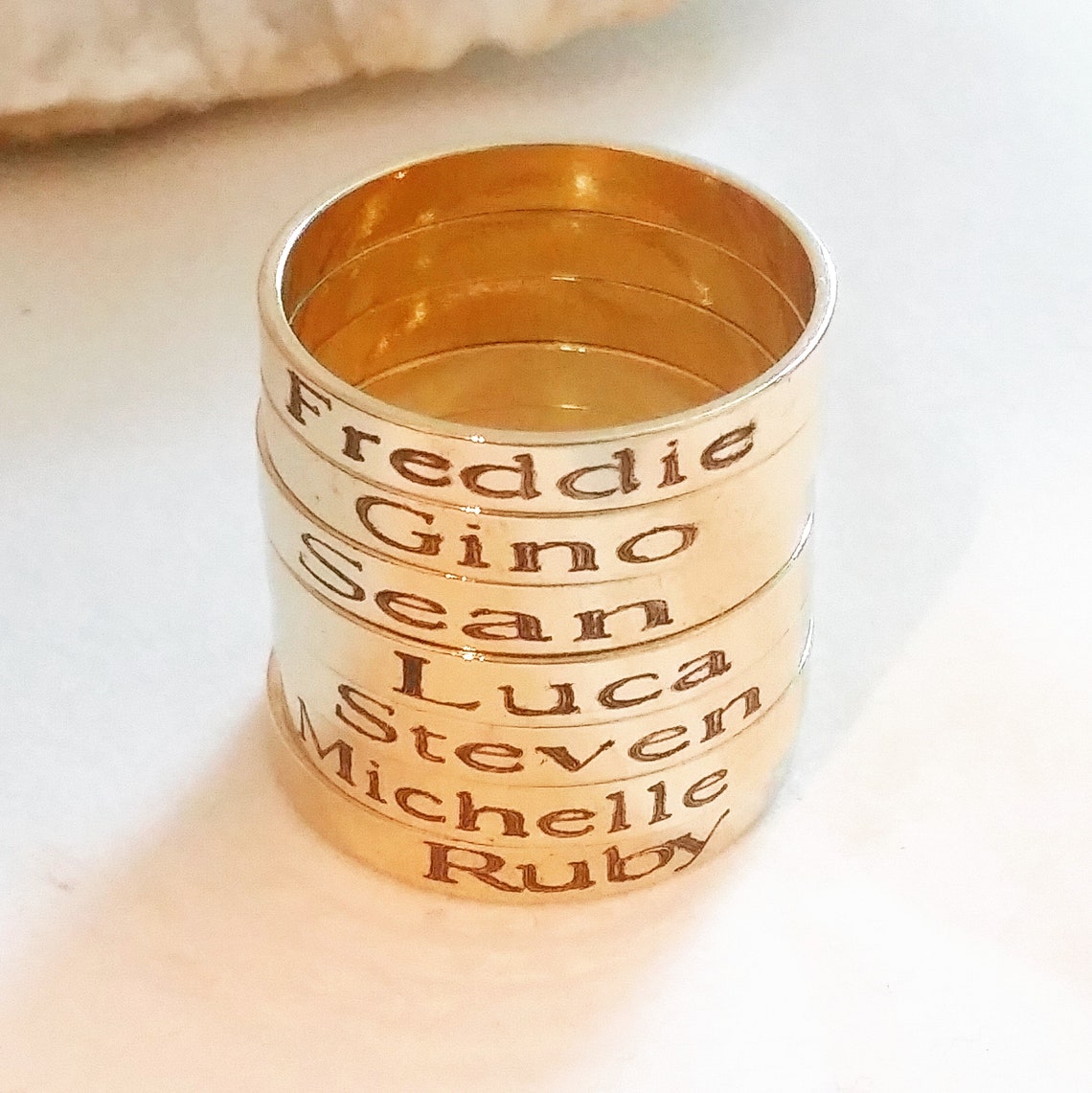 Custom Signature Ring, Handwriting Engraved Silver Ring Band, Stackable ...