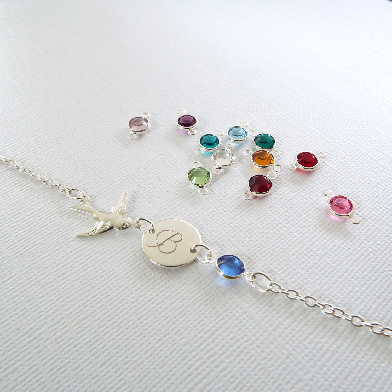 November Birthstone Bracelet Personalized Initial Name | Etsy