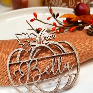 Personalized Pumpkin Name Card, Wood Place Card, Office Holiday Party ...