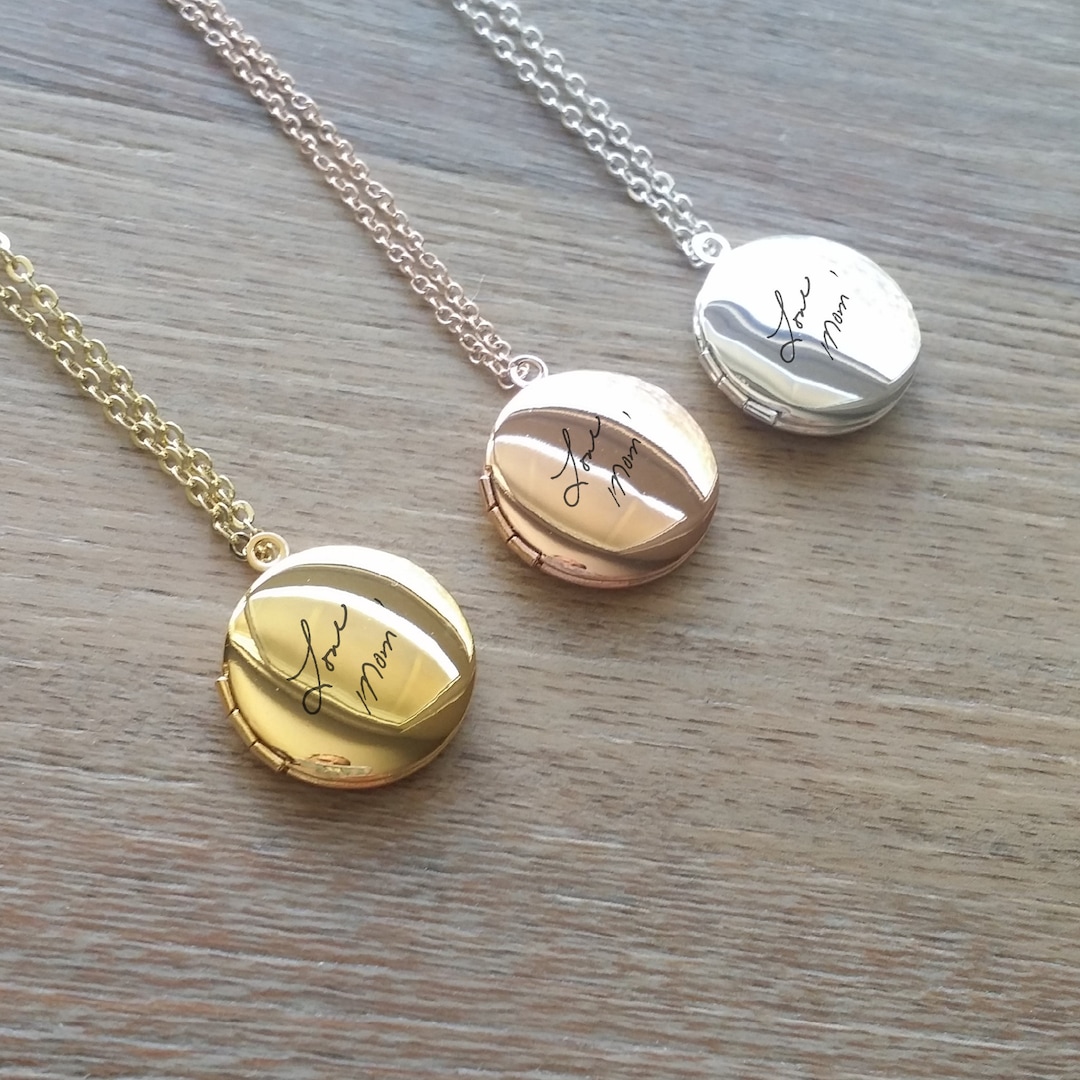 Custom Handwriting Locket Necklace Actual Handwritten Necklace ...