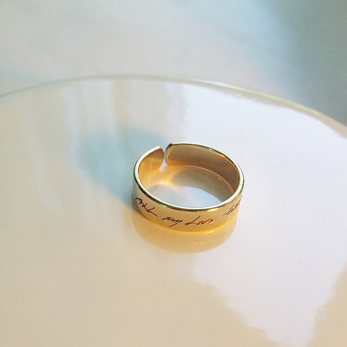 Custom Signature Ring, Handwriting Engraved Silver Ring Band, Stackable ...
