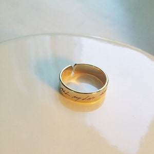 Custom Signature Ring, Handwriting Engraved Silver Ring Band, Stackable ...