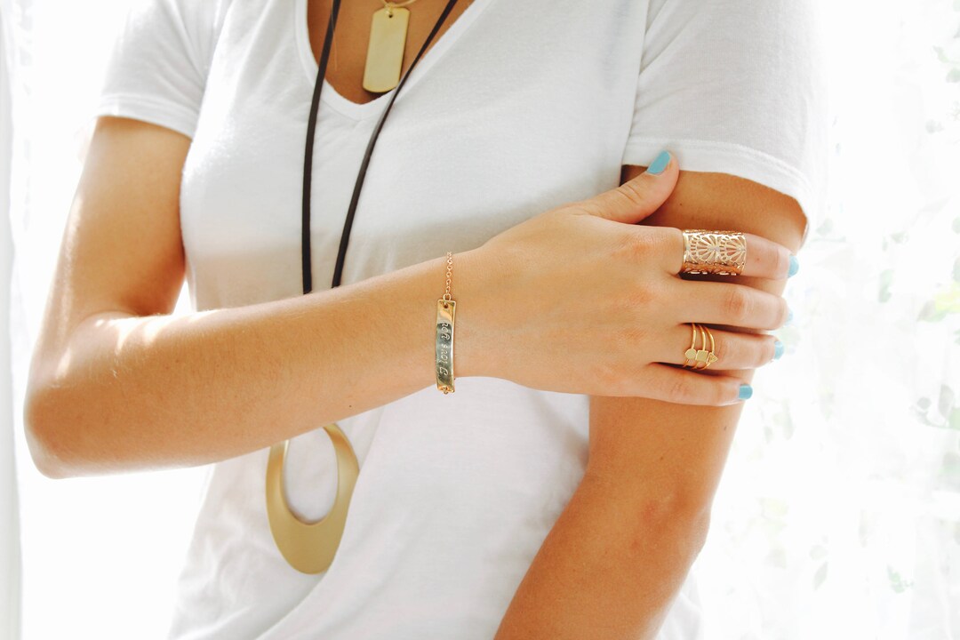 Coordinates Bar Bracelet, Customized Location Bracelet, GPS Bracelet ...