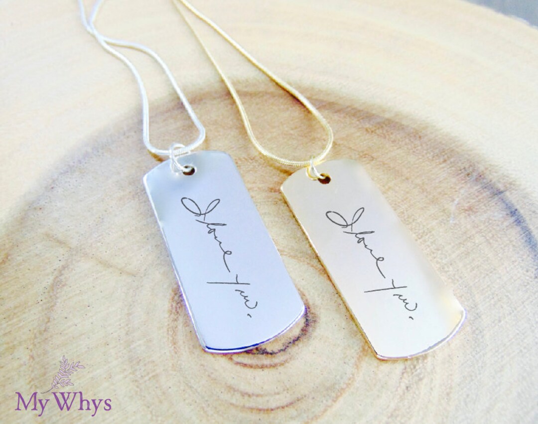 Custom Handwriting Necklace, Personalized Handwritten Necklace, Silver ...